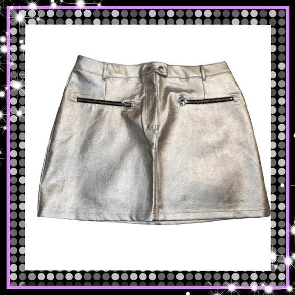 Jolie & Joy by FCT With Love | Skirts | Silver Metallic Faux Leather ...